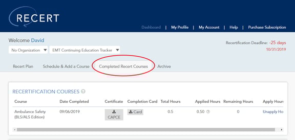 Recert Print CAPCE Certificate